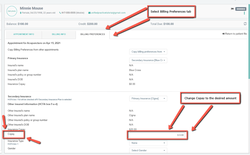 How to Add or Change a Copay