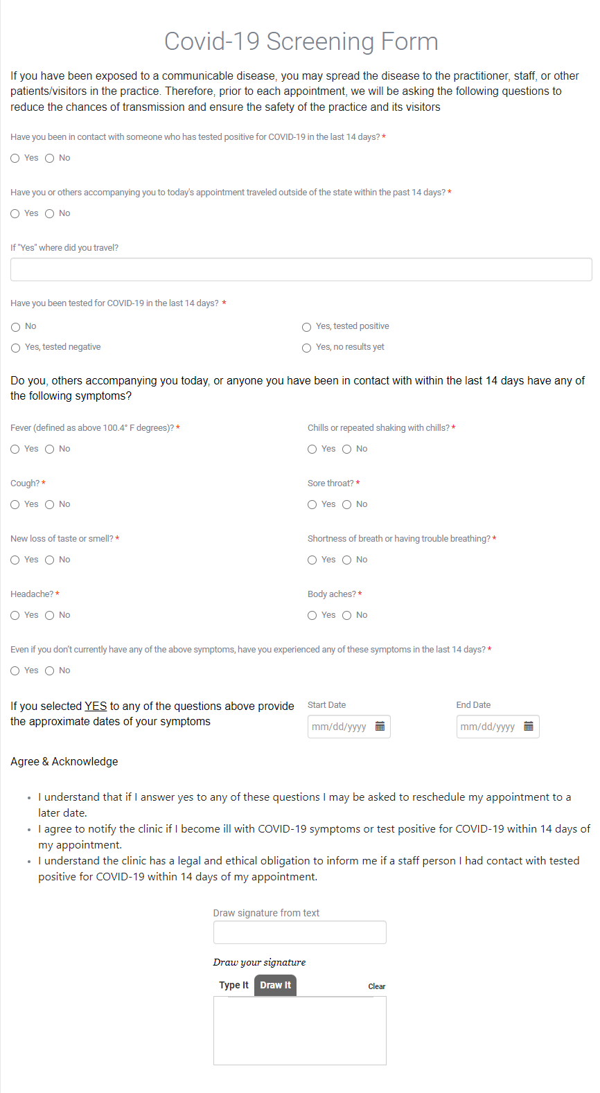 Health Screening Forms FAQS
