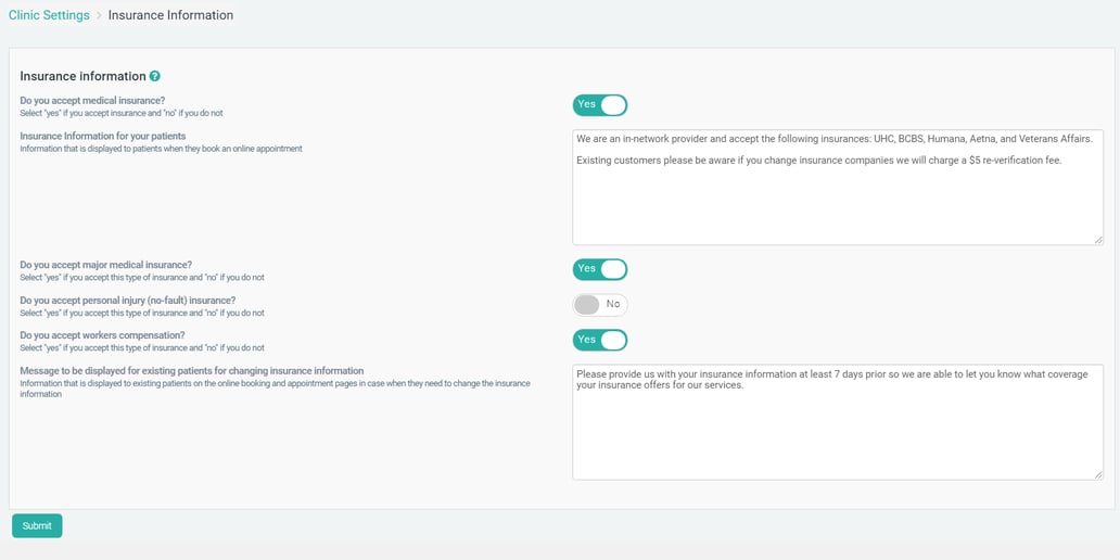 Informing Patients Of My Insurance Policy