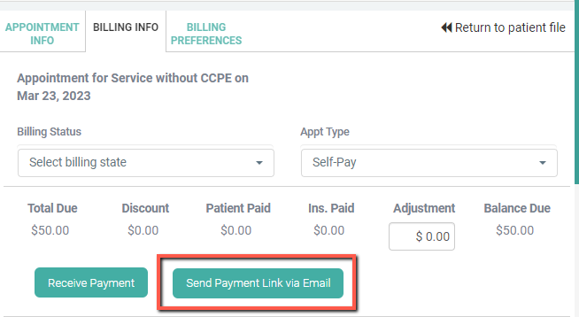 How to send a Patient invoice by email