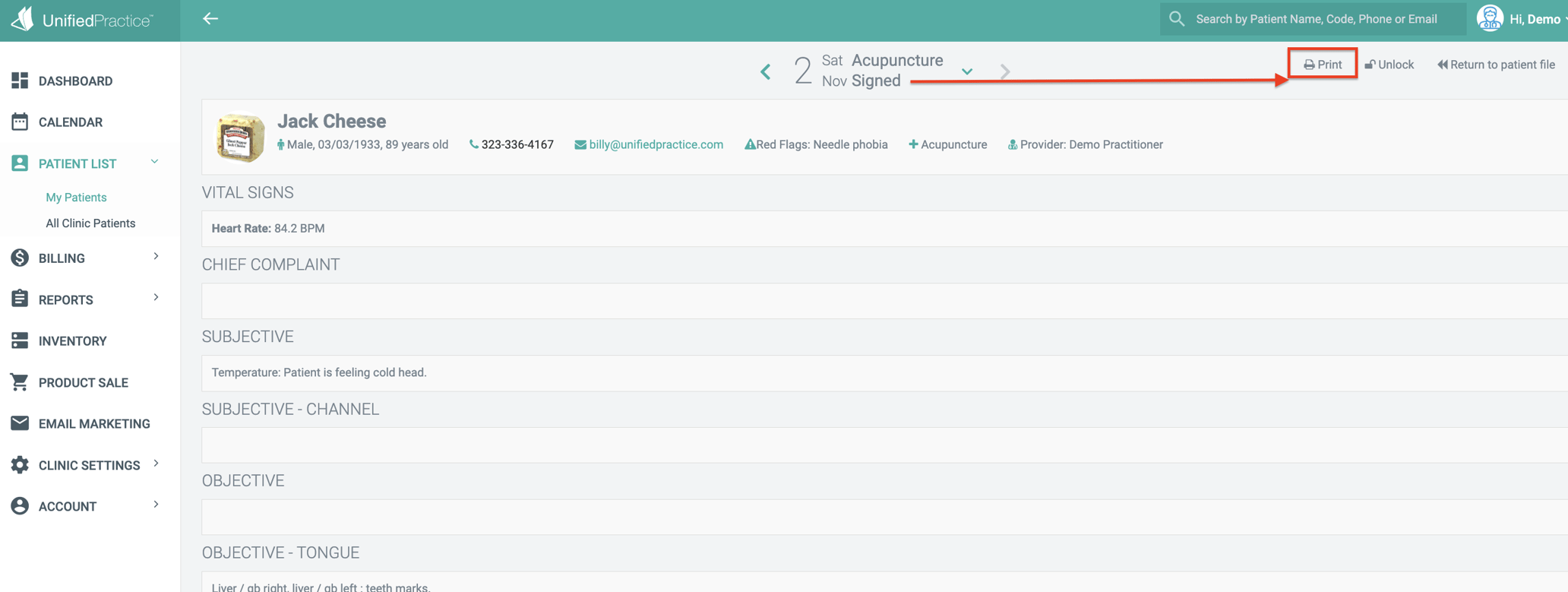 How to Print a Patient Chart