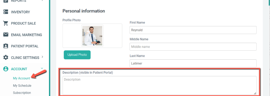 How to add your Practitioner description