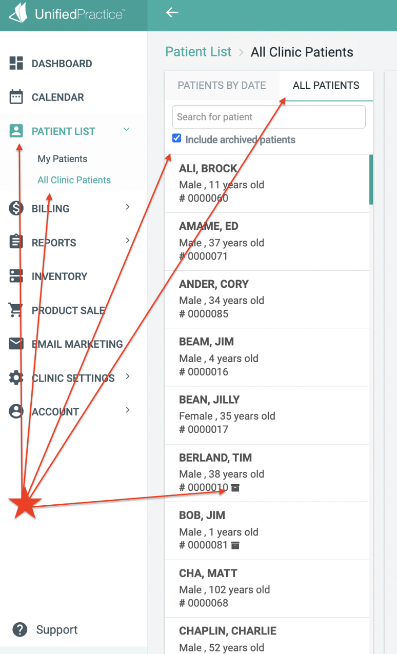 How can I Archive or Unarchive a patient file?