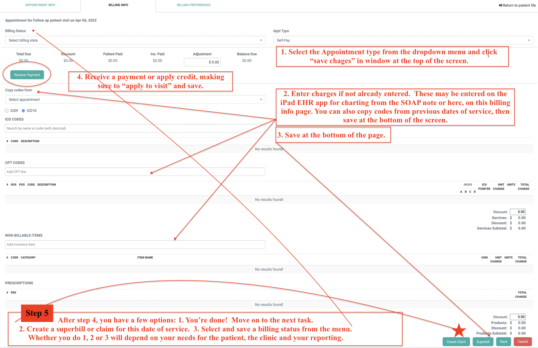Navigating the Billing Info Page