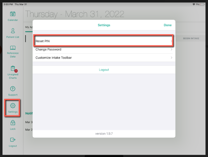 Do you need to reset your iPad EHR for TCM App PIN?