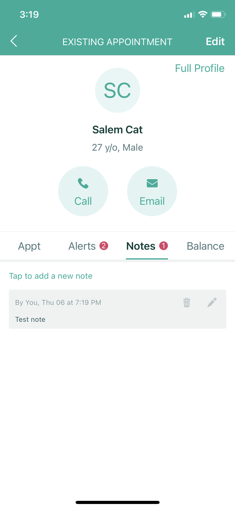 iPhone EHR Agenda App - Clinic Notes