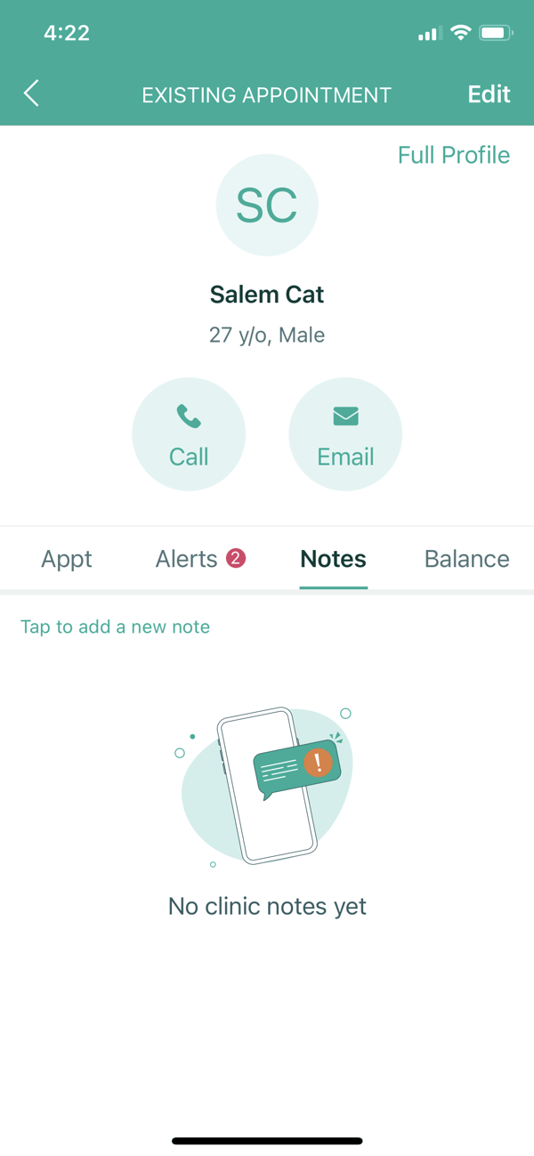 iPhone EHR Agenda App - Clinic Notes