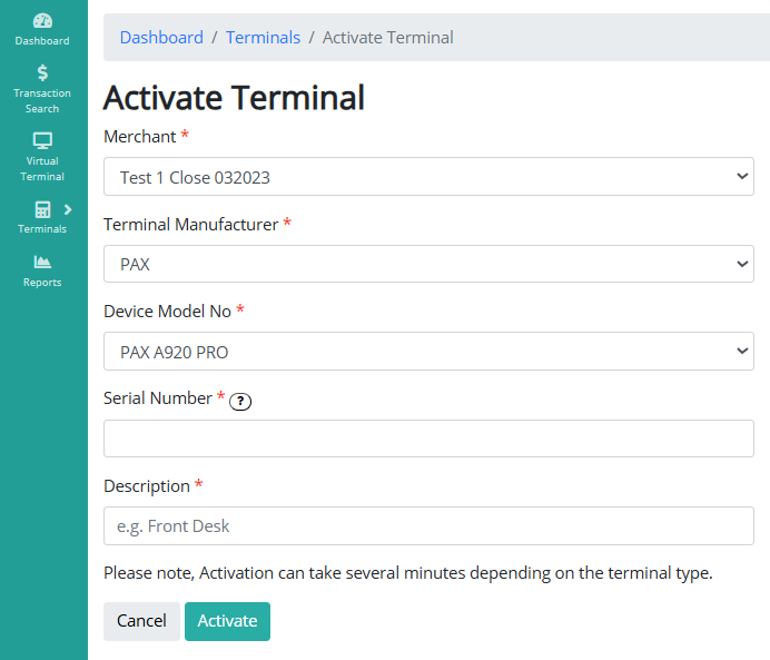 How to Activate your EMV Terminal