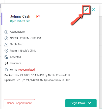 Changing an Appointment Status to No Show
